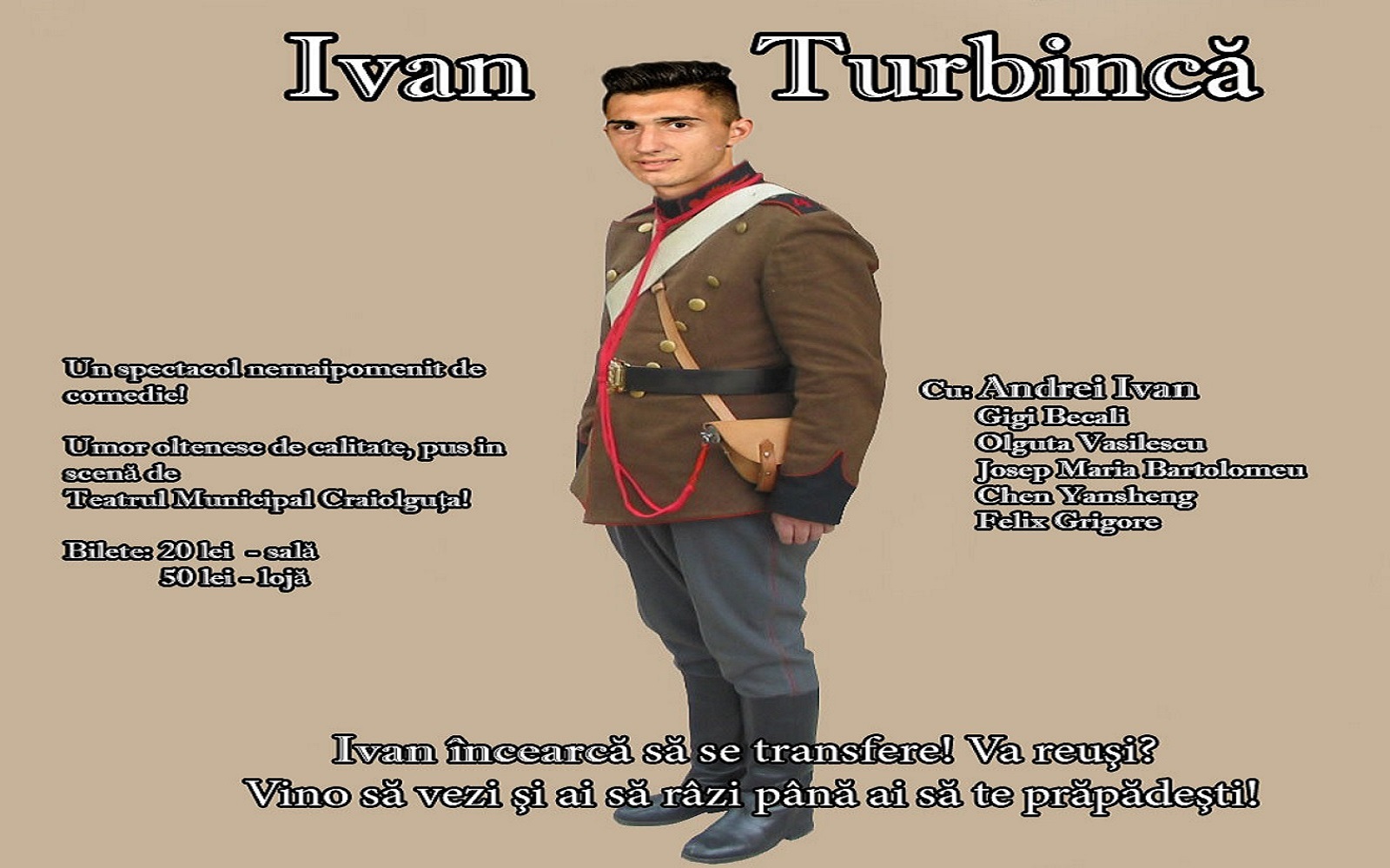 Andrei Ivan va debuta pe scena teatrului din Craiova!